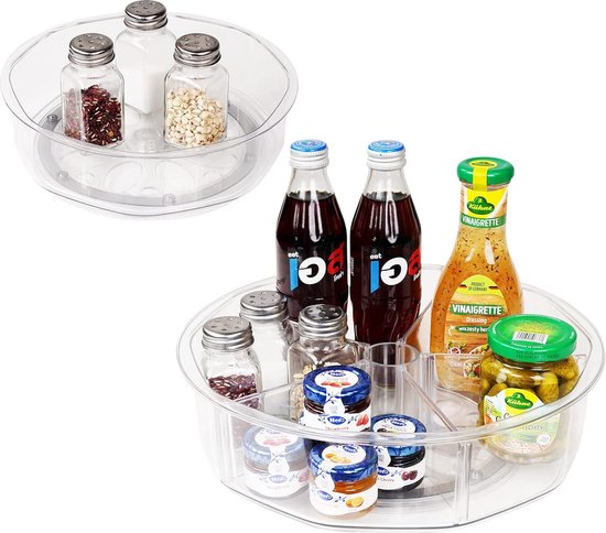 Draaiplateau voor de keuken, 2 stuks, draaischijf, koelkast, rond, organizer,... | bol