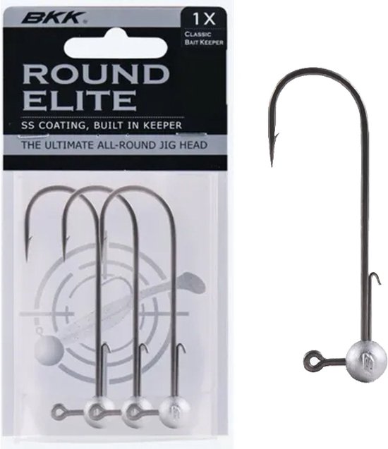 BKK Round Elite Jigheads + Baitkeeper Grijs 7g - Haak: 2/0 | bol