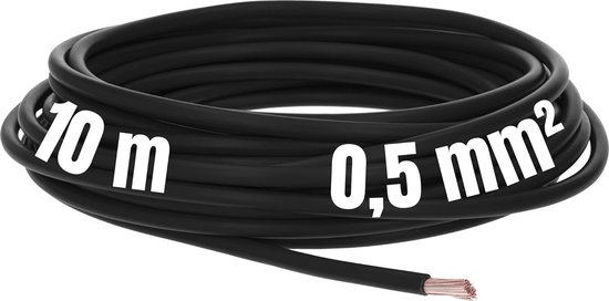 Kalitec 10 meter H05V-K 0,5 mm² zwart I kabel 0,5 mm2 als ...