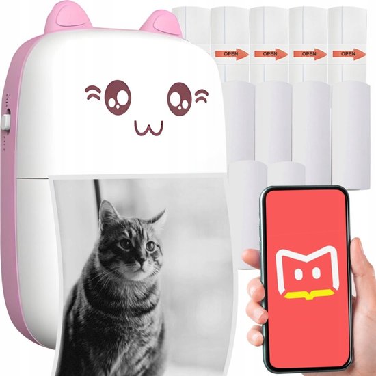 Mini Fotoprinter voor Smartphone Roze - Pocket Printer - Draagbare ...