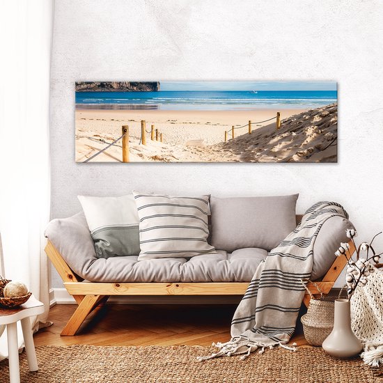Canvas Schilderij -Strand ingang pad - Natuur - Strand - Zee - Water - Horizon -... | bol