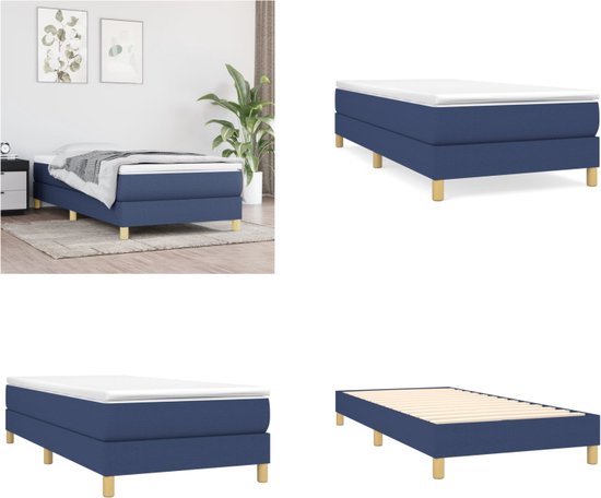 vidaXL Boxspring Bedframe Blauw 100x200 cm Stof - Boxspringframe ...