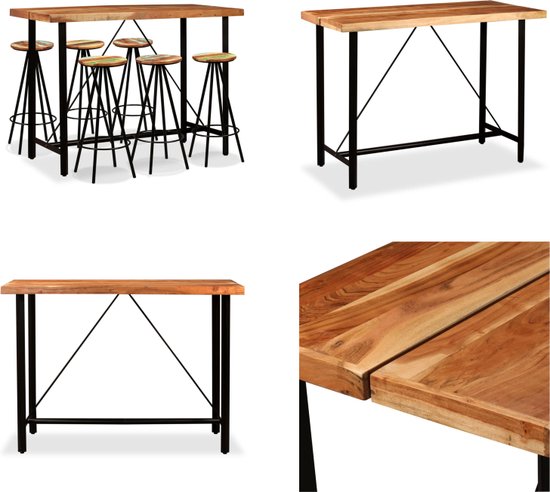 vidaXL 7-delige Barset massief acaciahout en gerecycled hout - Bar Set ...