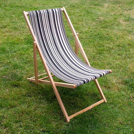 Houten strandstoel met hoogwaardige stof in katoen - massief beukehout ...