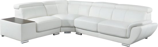 LINEA SOFA Hoekbank van leer NAHIA - Wit - Hoek links L 286 cm x H 91 ...