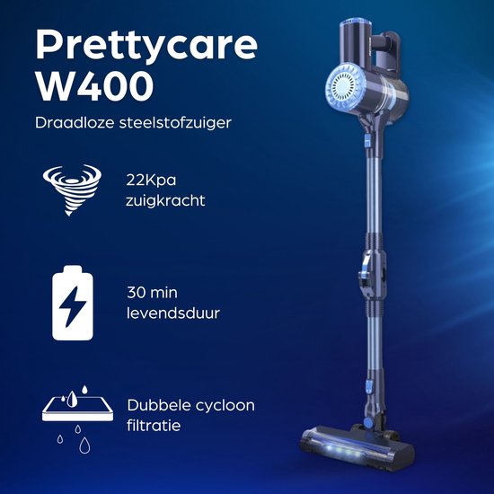 Prettycare W400 Draadloze Steelstofzuiger - Draadloze Steelstofzuiger ...