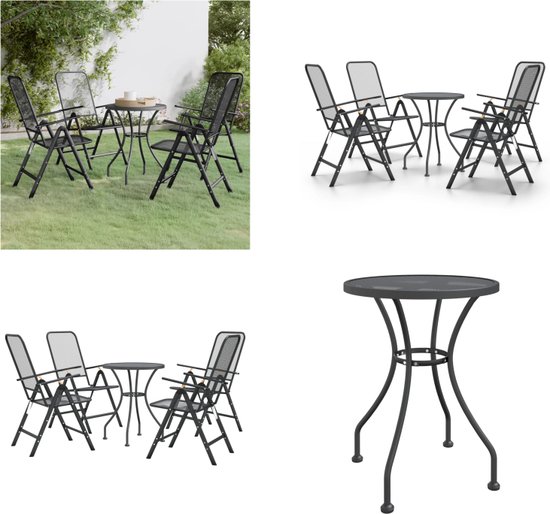 vidaXL 5-delige Tuinset metaalgaas antracietkleurig - Tuinset ...