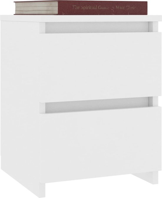 vidaXL Nachtkastje 30x30x40 cm bewerkt hout wit - Kast - Inclusief ...