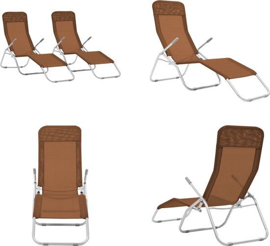 vidaXL Ligbedden inklapbaar 2 st textileen taupe - Ligbed - Ligbedden ...