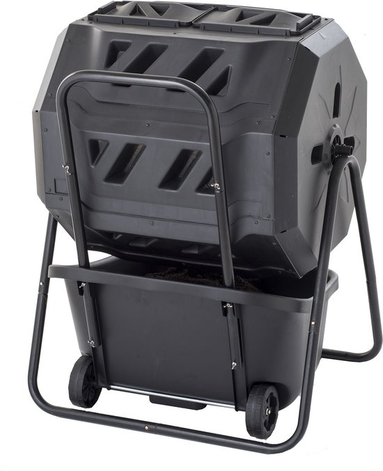 Compost bak - Afval bak - Tuin Afval - Handvat - Wieltjes - Zwart ...