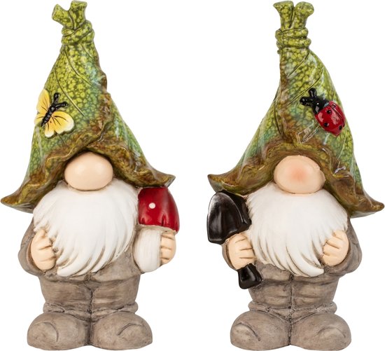 Kabouter/dwerg staand decoratie beeldje - set van 2x - H29 - kunststof ...