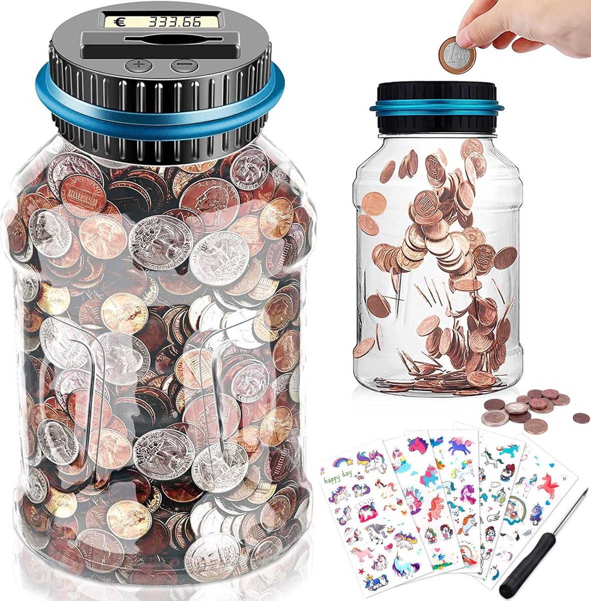 Digitale Spaarpot - Met muntenteller - Elektrische spaarpot - Transparant - Spaarpot... | bol