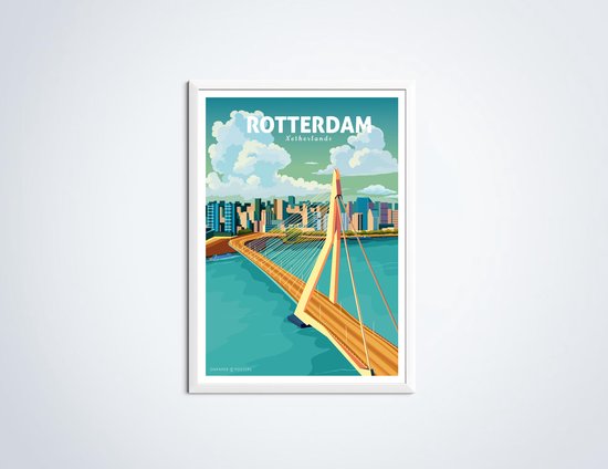 Rotterdam Poster 50 x 70 cm - Stadsposter - Erasmusbrug ...