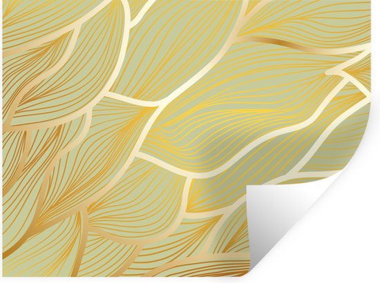 Muurstickers - Sticker Folie - Gouden golven op een groene achtergrond ...