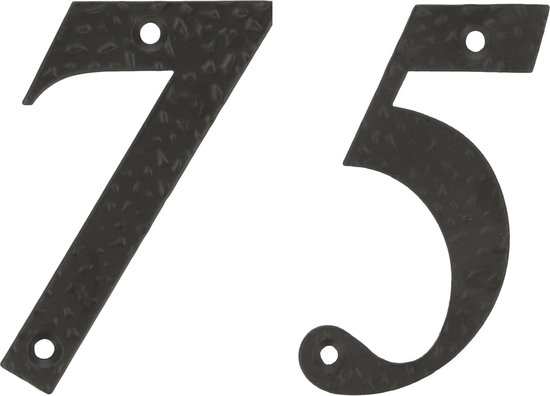 AMIG Huisnummer 75 - massief gesmeed staal - 10cm - incl. bijpassende ...