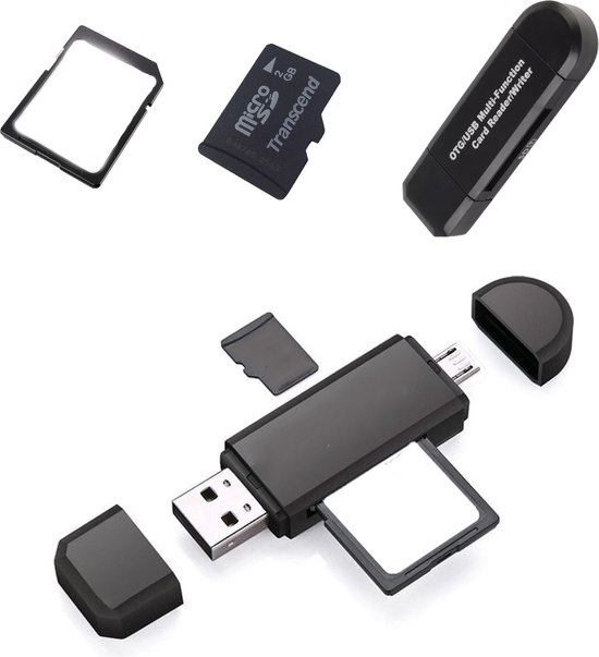 SD Card Reader USB Micro SD Kaartlezer USB OTG 4-in-1 - Geschikt voor ...