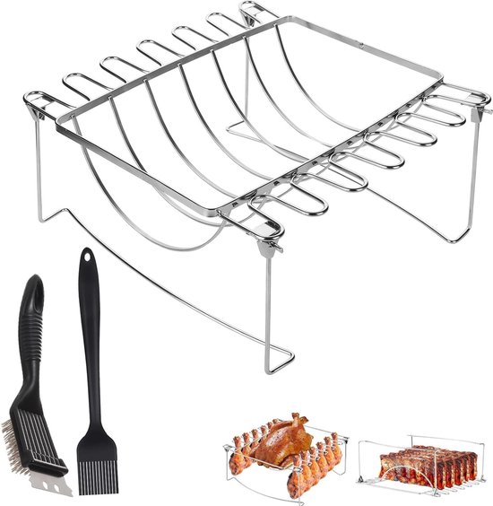 Spareribs Holder Grill BBQ Grill Stainless Steel Lid Holder Roasting ...