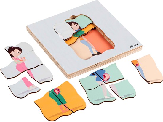 Educo Groeipuzzel Evolutie - Levensloop van de mens - Houten speelgoed ...