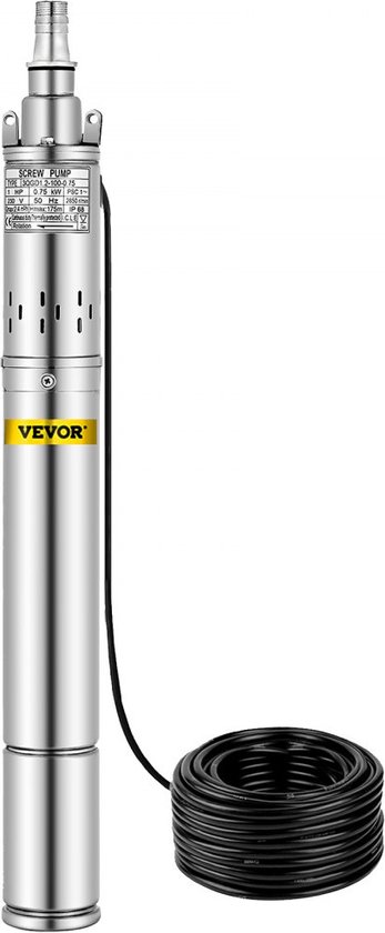 Diepe Put dompelpomp Pijp Pomp RVS 750W 100 L/min Stroom 66 M ...