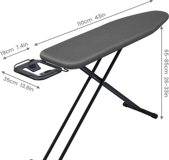 Deluxe strijkplank, extra breed, van dik staal, opvouwbaar, in hoogte ...