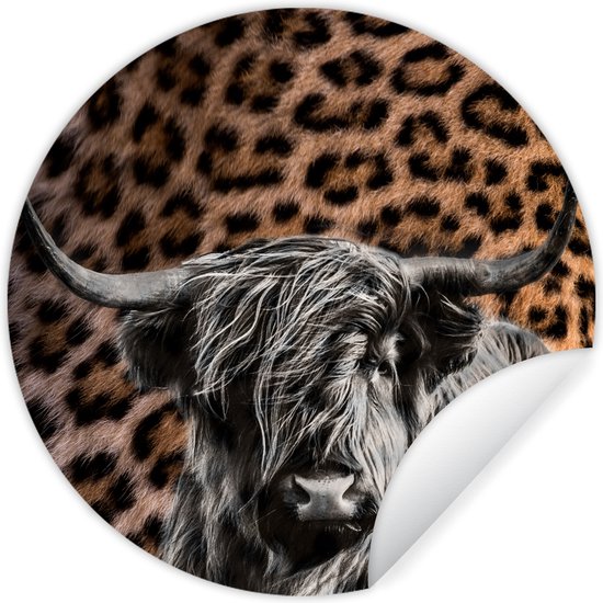 WallCircle - Muurstickers - Behangcirkel - Schotse hooglander - Zwart - Panter -... | bol