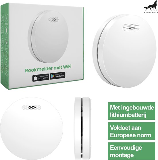 Norse & Wolf - Slimme Rookmelder met 10 Jaar Batterij en Magneet Montage - Rookmelder... | bol