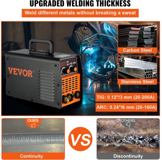 TIG-200C TIG/MMA ARC-combinatielasmachine-omvormer 20-200A 40W 230V ...