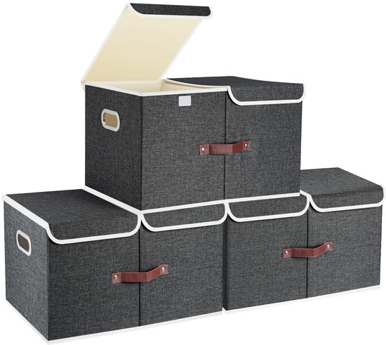 Extra Grote Opvouwbare Opbergdozen met Deksel en Verstelbare Vakken ...