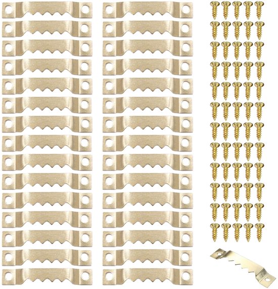 30 Pcs Toothed Picture Tooth Hooks Complete with Screws Color Gold ...