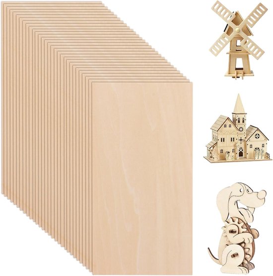 Pack of 30 Houten Platen - 200 x 100 x 3 mm - Birkenshout Blad ...