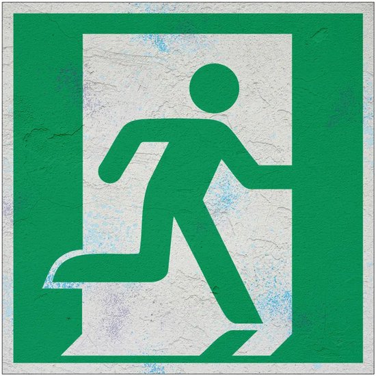 Nooduitgang rechts bord – E002 - Sign Again materiaal - 20 x 20 cm | bol