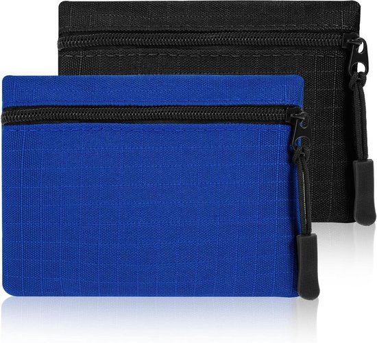Allecto Plus - Coin Purse Pouch voor Munten en Pasjes - Zwart en Blauw ...