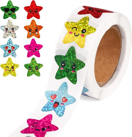 Plus: Smiling Star Stickers 500 stuks - 2.5cm - Kleurrijk - Zelfklevend ...