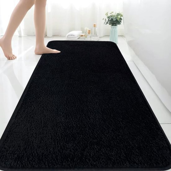 Extra grote badmat - absorberend, antislip, zwart - 150 x 60 cm | bol