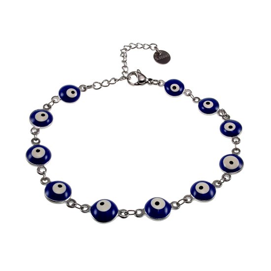 Symbolische Schakelarmband met 8mm Blauwe Turkse Oog, Armband Dames ...