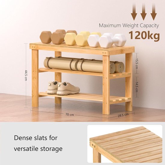 3-Level Shoe Rack Storage Organiser for 12-15 Pairs of Shoes ...