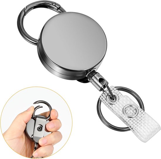 Pull-out Key Chain - ID Card Houder - Uittrekbare Dikke Stalen Draad ...