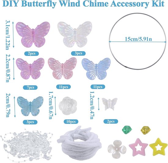 Allecto plus - DIY Windgong Decoratie Set voor Buiten - Vlinder Wind ...
