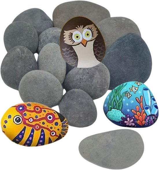 Painted Pebbles - 10 Pieces Flat Stones - Beach Pebbles - Natural Tick ...
