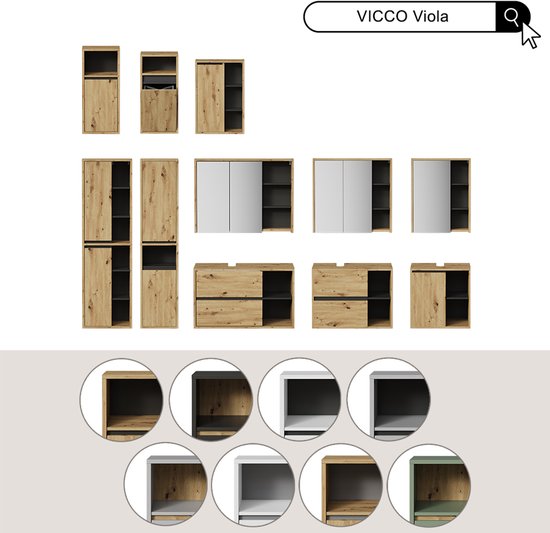 Vicco Viola Badkamermeubelset – 3 delen Groen/Kunstzinnig | bol