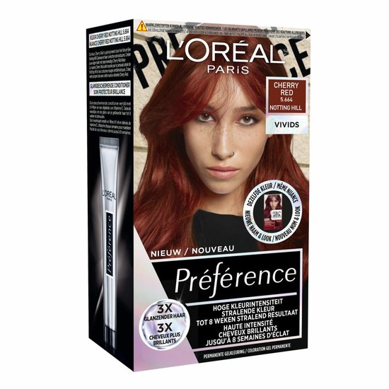 L'Oréal Preference Vivids Permanente Haarkleuring 5.664 Cherry Red - 3 ...