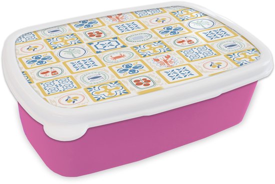 Broodtrommel Roze - Lunchbox Italiaans - Zee - Sfeer - Mozaïek - Vis ...
