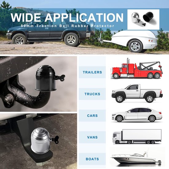 2 Pieces Tow Bar Ball Cover with Lock - 50mm Tow Bar Guard - Ball Cover ...