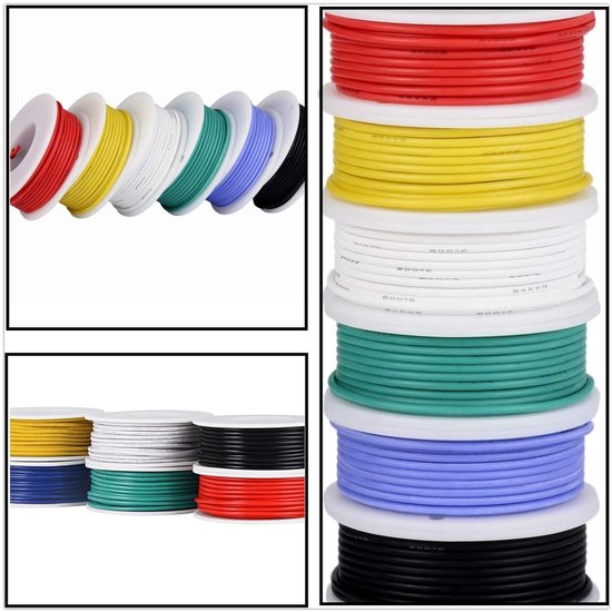 Allecto Plus - Elektrische draadkit 28 AWG flexibele siliconen draaddraad - 300 V - 6... | bol