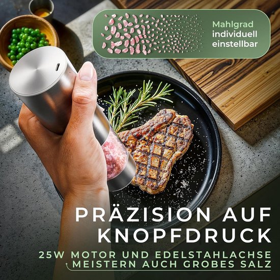 300 mAh Battery Electric Salt and Pepper Mill with Elegant Holder of ...