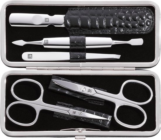 Manicure Set (5 Pieces for Nail and Toenail Care Genuine Leather Case with Metal... | bol