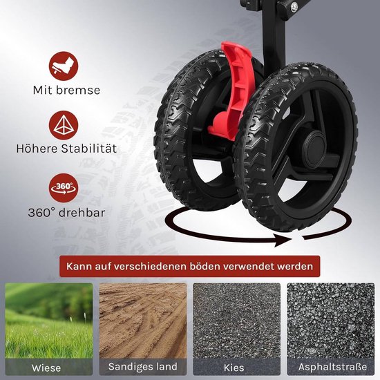 WARRAICH-Opvouwbare Handkar met Remmen - Trolley met Laadvermogen tot ...