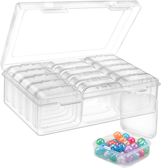 16 Kleine Plastic Opbergdozen - 15 Mini Transparante Opbergdozen - 1 ...