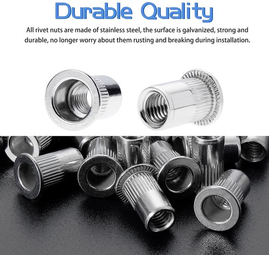 HSEAMALL 150PCS M4 Rivet Nuts Stainless Steel Rivnut,Flat Head Threaded Insert Nutsert... | bol