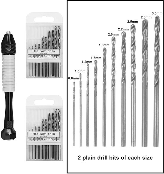 Huaziz Handboor Set 21-delig, Mini Twist Boren 0.8-3mm voor Juwelen ...